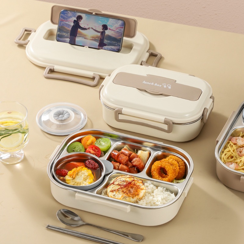 Jual Lunch Box Kotak Makan 4 Grid / 5 Grid SUS 304 Stainless Steel ...