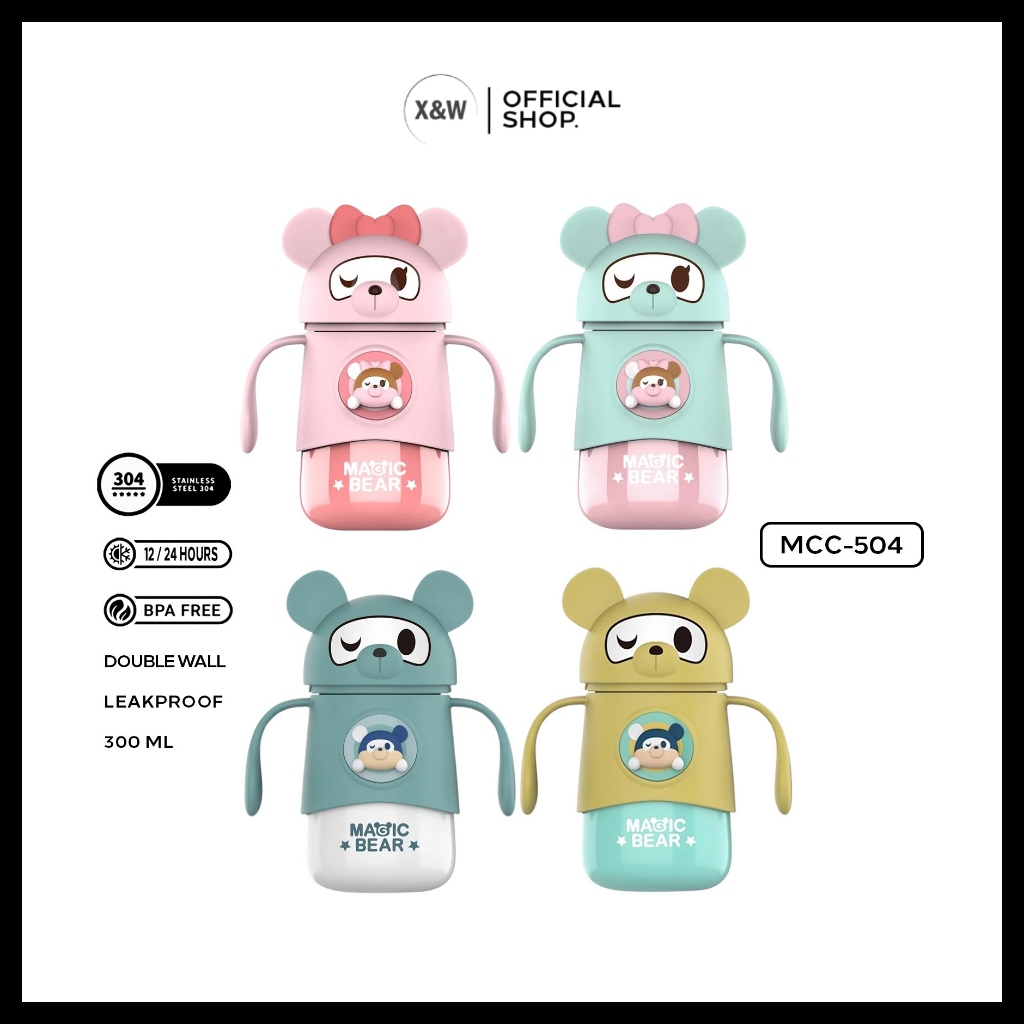 Jual X&W Botol Minum Anak MCC-504 Magic Bear Vacuum Flask Silicon Cup ...