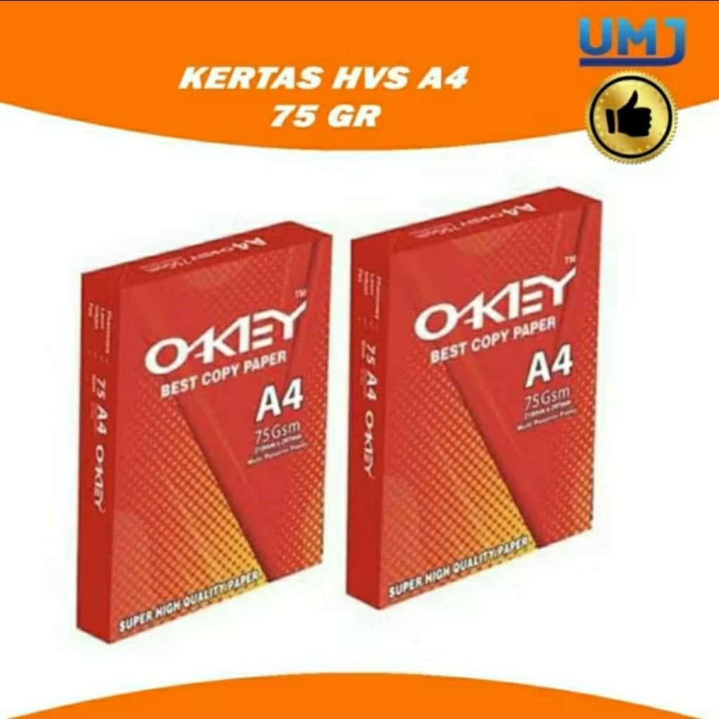 Jual Kertas HVS A4 75gr merk OKEY per 1 rim (500 lbr) | Shopee Indonesia