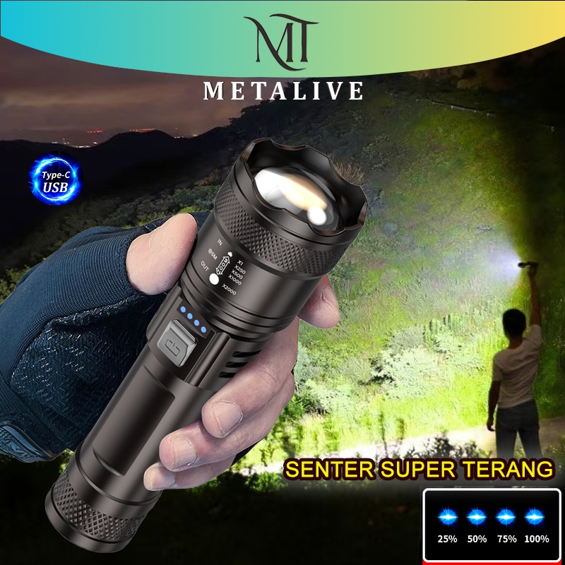 Jual METALIVE Senter LED Super Terang Penyesuaian Fokus Yang Dapat ...