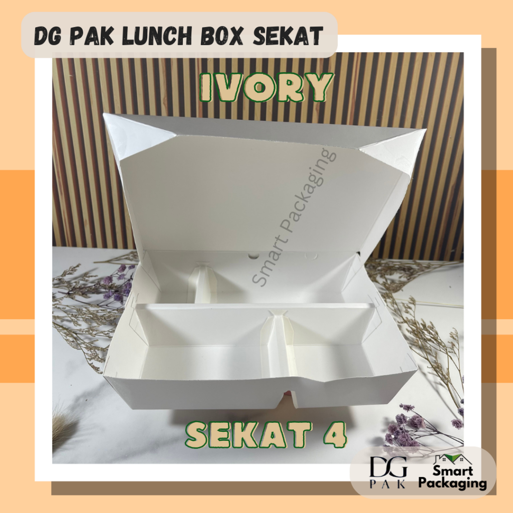 Jual [ISI 50 PCS] DG PAK Lunch Box Sekat 4 Putih Ivory / Kotak Makanan ...