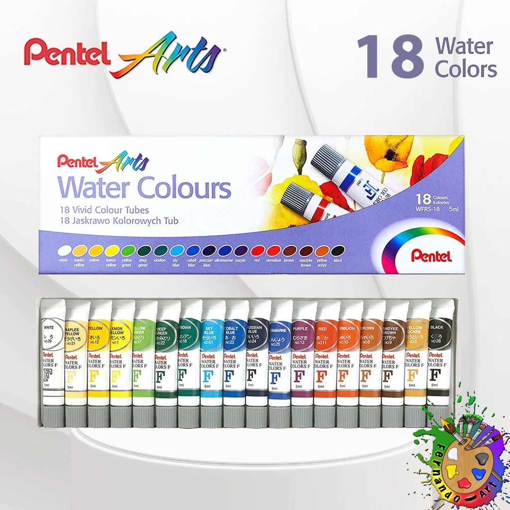 Jual BN - Water Colours Pentel Arts 18 Vivib Colour Tubes @5ml / Cat ...