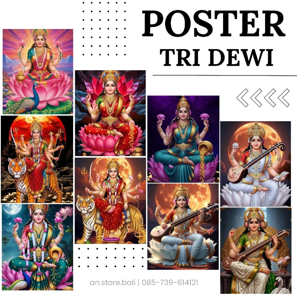 Jual Poster Tri Dewi / Poster Dewa Dewi Hindu Lengkap / Poster Dewi ...