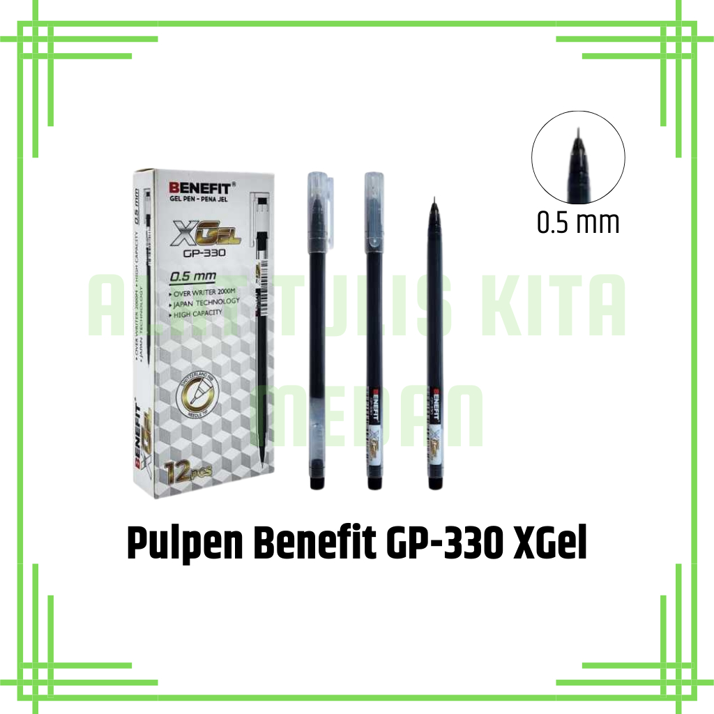 Jual (1 Kotak) Pulpen Benefit GP-330 XGel / Gel Pen 0.5mm Benefit GP ...