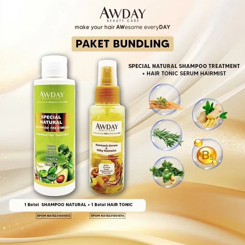 Jual AWDAY PAKET SHAMPOO TREATMENT & HAIRTONIC | Shopee Indonesia