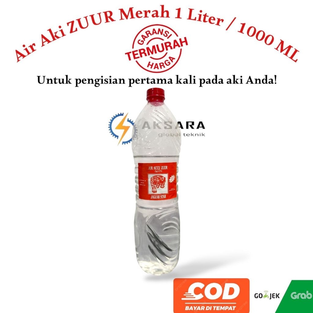 Jual Zuur Merah Air Aki 1 Liter - Air Accu Zuur Tutup Merah 1000 ML ...