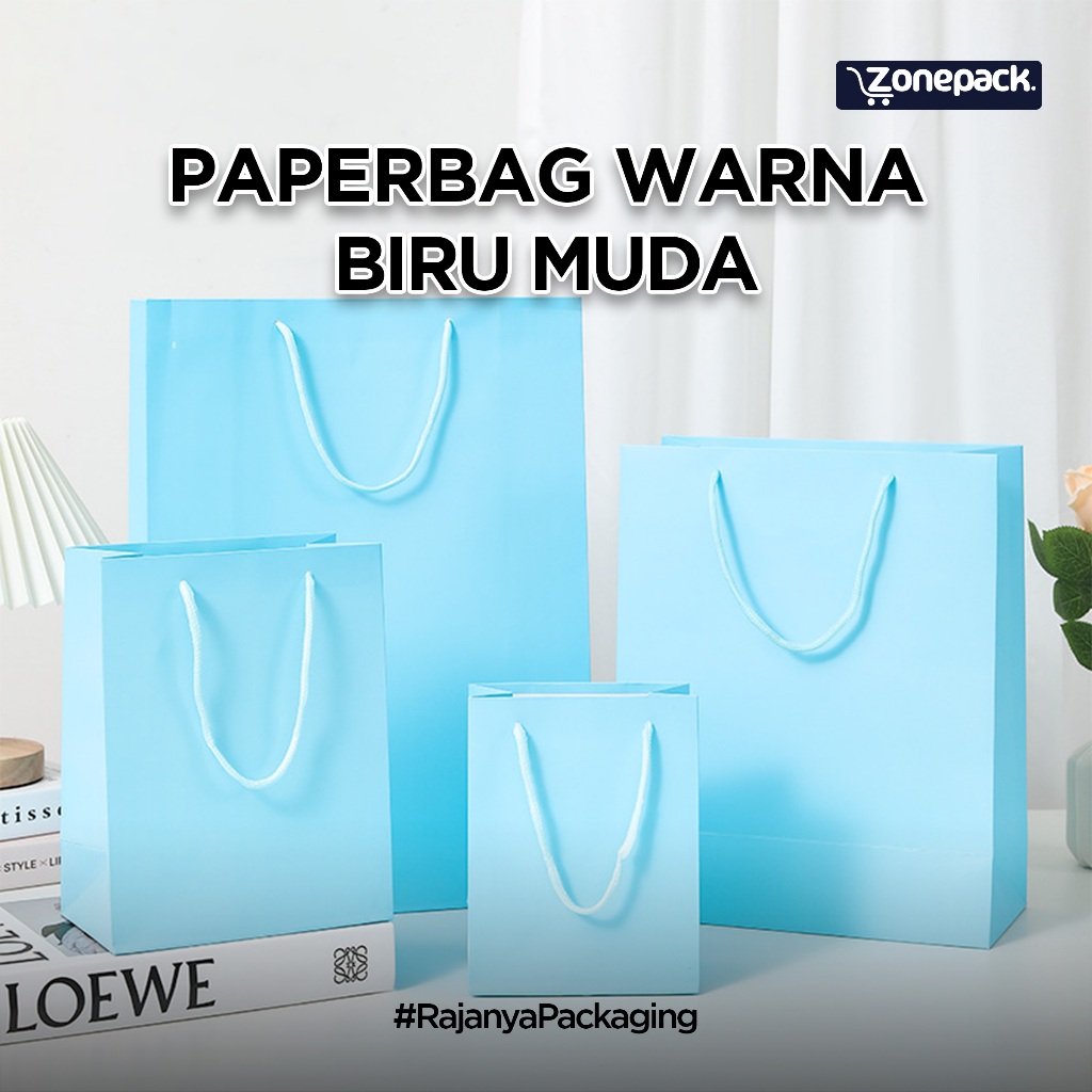 Jual Paperbag Biru Muda | Paperbag Polos Kraf Karton Biru Hadiah ...