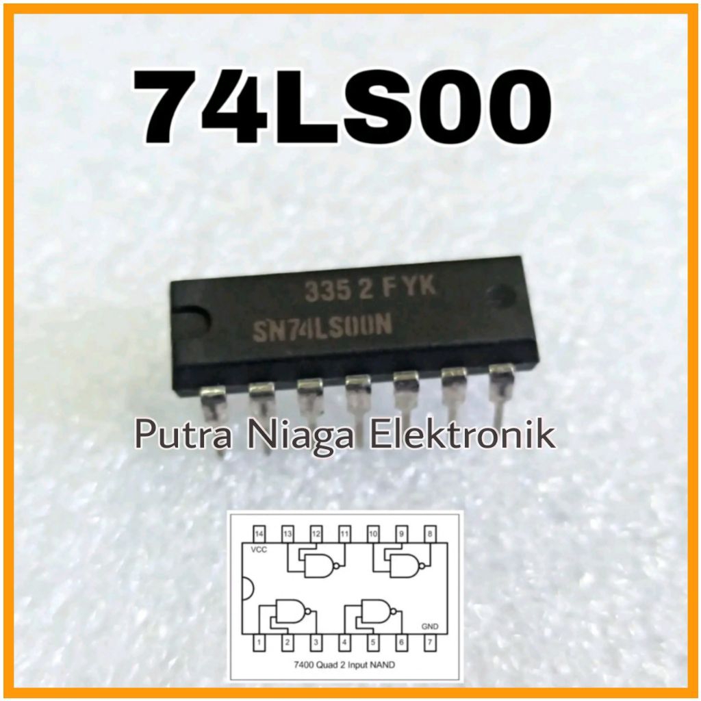 Jual IC 74LS00 Quad NAND Gate Logic TTL 7400 SN74LS00 SN74LS00N ...