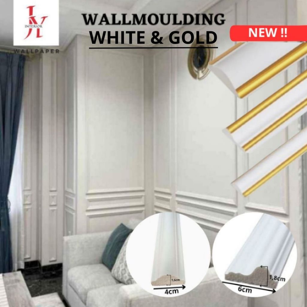 Jual WALLMOULDING WHITE & GOLD | Wainscoting Dinding Profil | 145CM ...