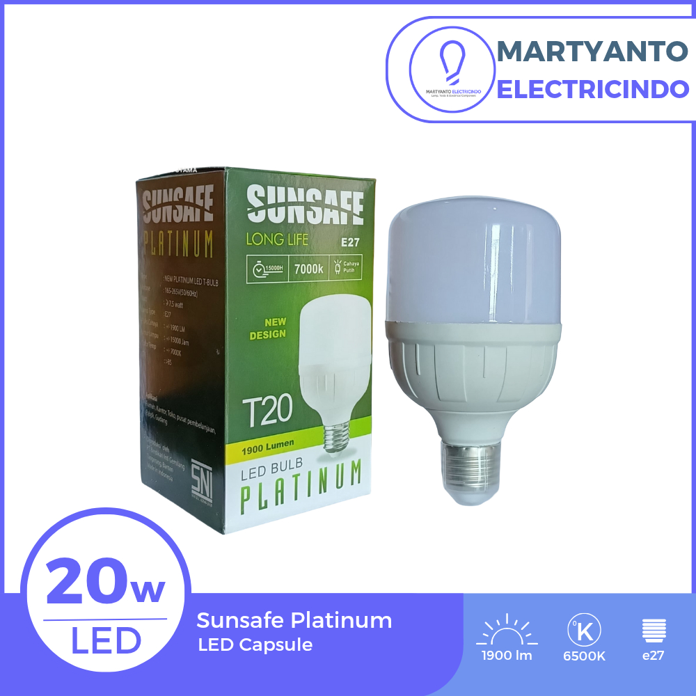 Jual Lampu LED Bohlam Sunsafe Platinum 20 Watt Warna Putih | Shopee ...