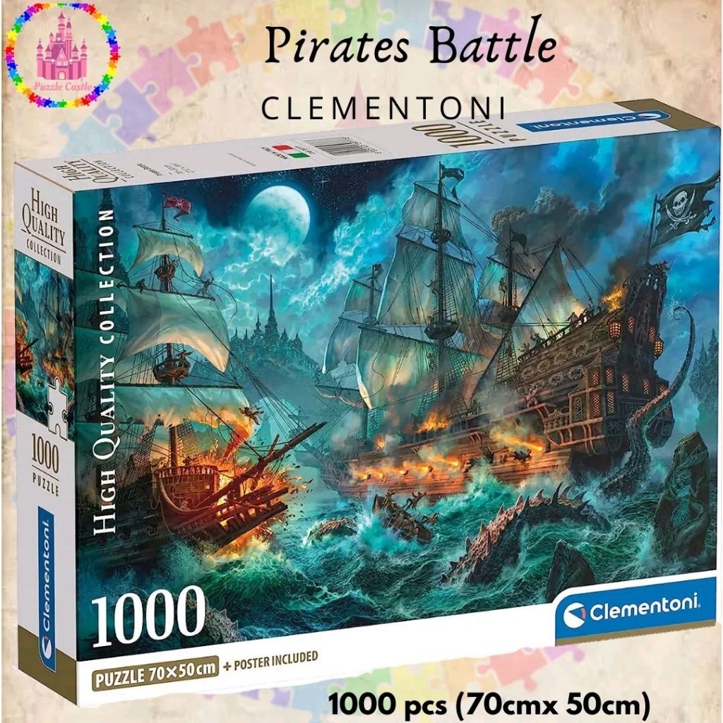 Jual CLEMENTONI Pirates Battle Ship Sea 1000 pcs Jigsaw Puzzle | Shopee ...