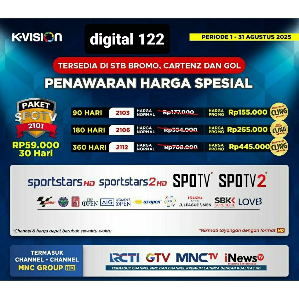 Jual paket SPOTV k vision MotoGP, The Open Championship, The Senior Open Golf, AIG Women's Open ...