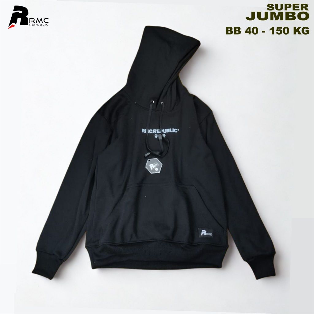 Jual RMC Republic Sweater Hoodie Polos Logo Warna Hitam Gelap Unisex ...