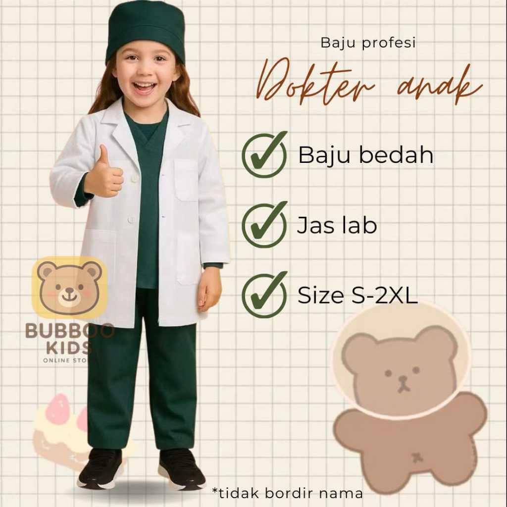 Jual bubboo_kids -Seragam Dokter Anak Lengkap | Kostum Profesi Anak Jas ...