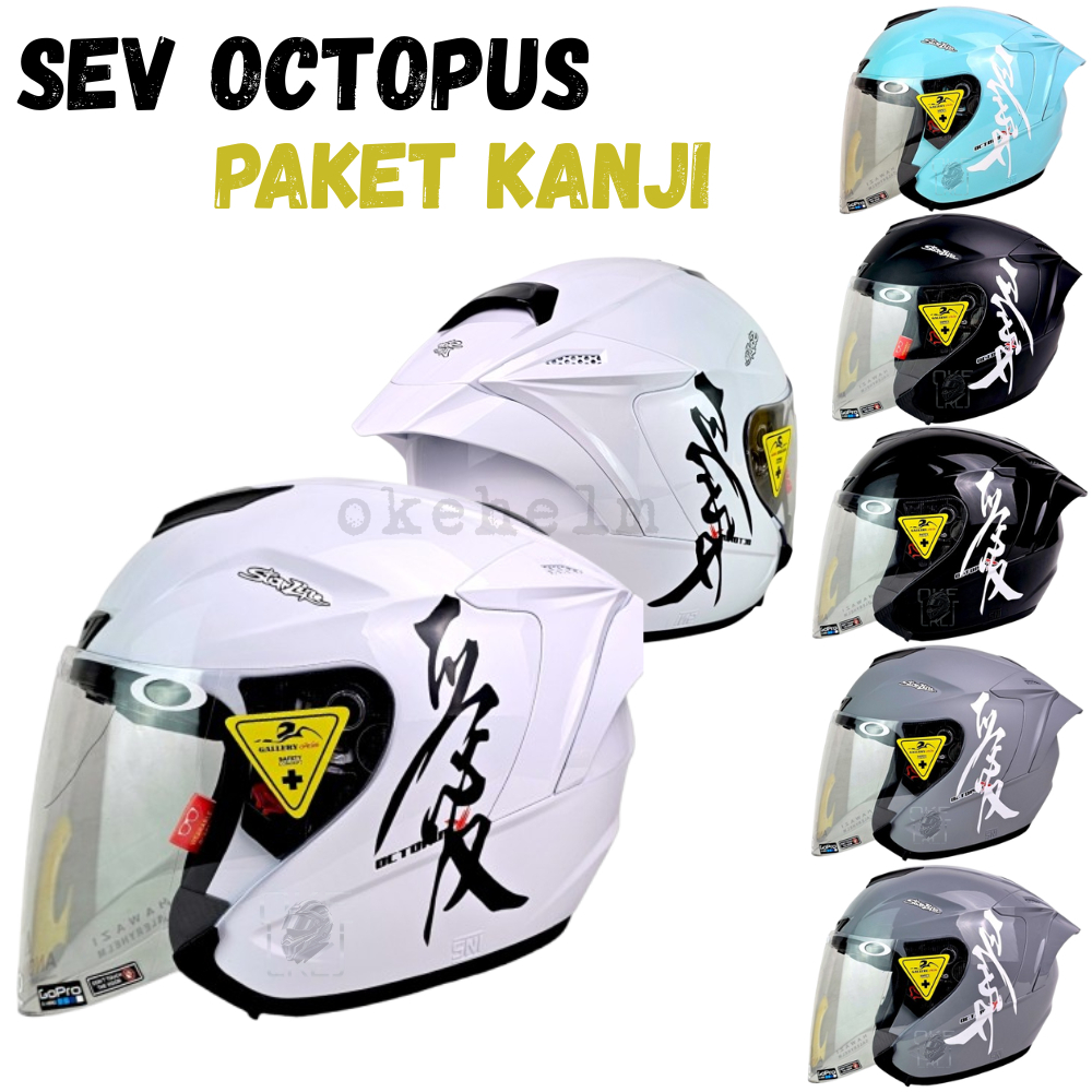 Jual HELM SEV Octopus X - Helm Half Face Solid Putih Paket Ganteng ...