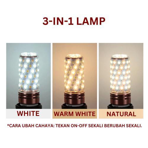 Jual Lampu Bohlam Jagung 3 warna Led Candle 12w 16w Lampu E27 E14 3 step hias Putih Natural ...