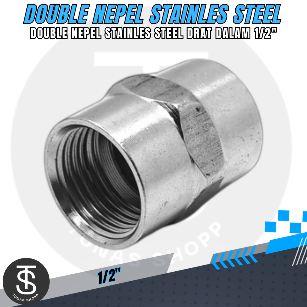 Jual Double Nipple Stainless Steel Drat Dalam 1/2" / Fitting Pipa ...