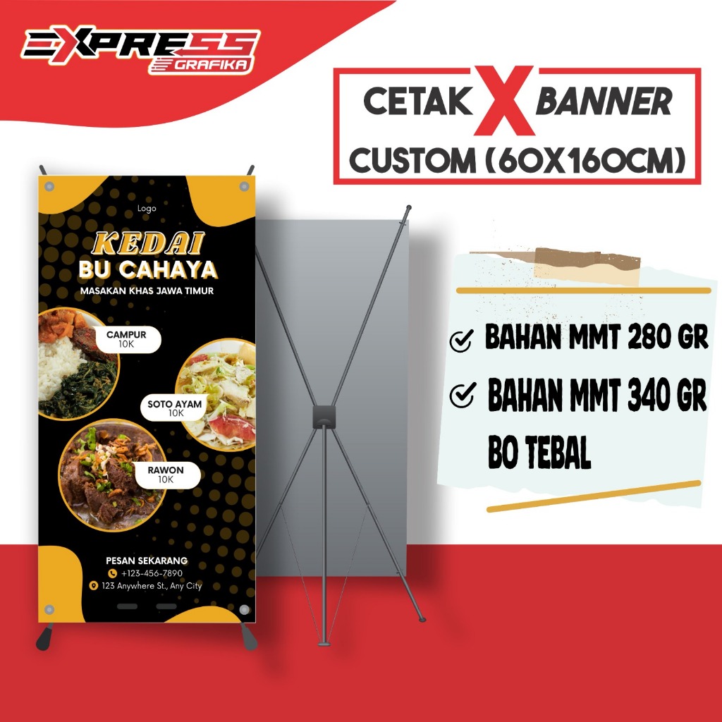 Jual X Banner Custom 60x160 cm – Cetak Digital, Bahan MMT 280gr / 340gr ...