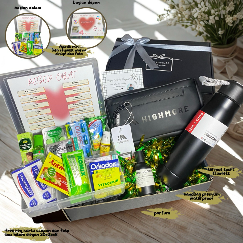 Jual GIFTBOX HAMPERS APOTIK MINI HANDBAG SLIP ON FOR MEN BLACKSERIES ...