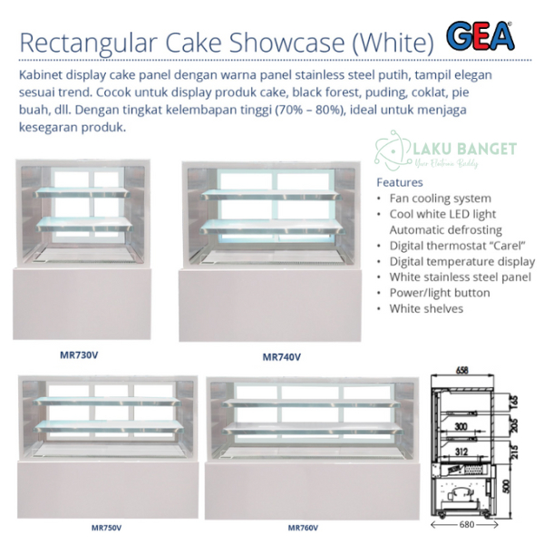 Jual Cake Showcase 90 cm GEA MR730V / Cake Showcase 120cm GEA MR 740V ...