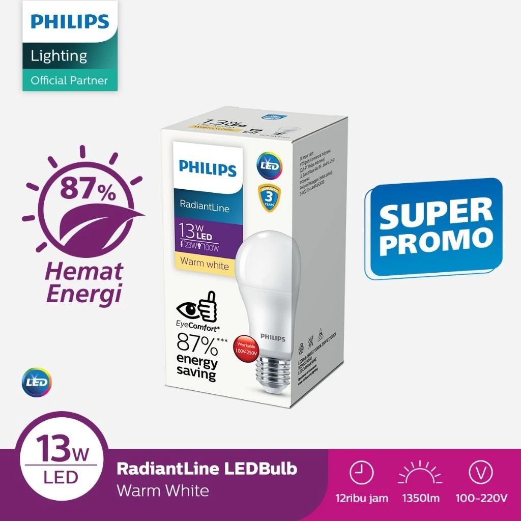 Jual Lampu Philips LED RadiantLine LED Bulb 13 Watt Warna Kuning Hangat ...