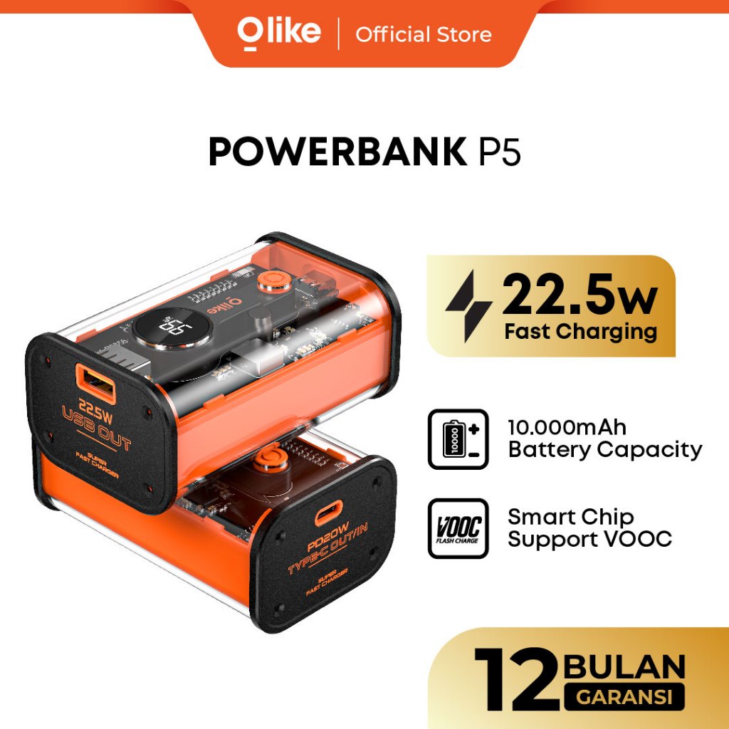 Jual Olike Powerbank P5 10000mAh 5A 22.5W Fast Charging USB PD QC VOOC ...