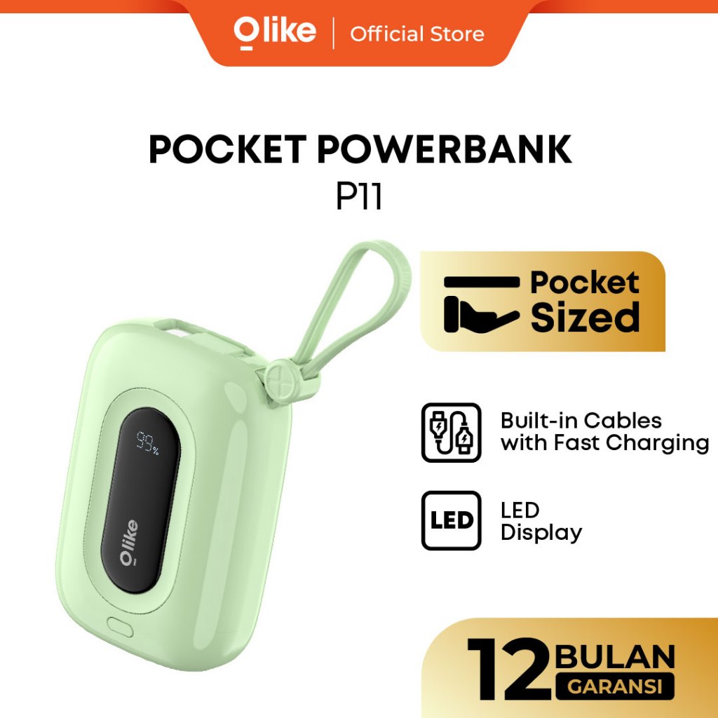 Jual Olike Powerbank Mini Pocket P11 9000mAh Built-in Cable 20W Fast ...
