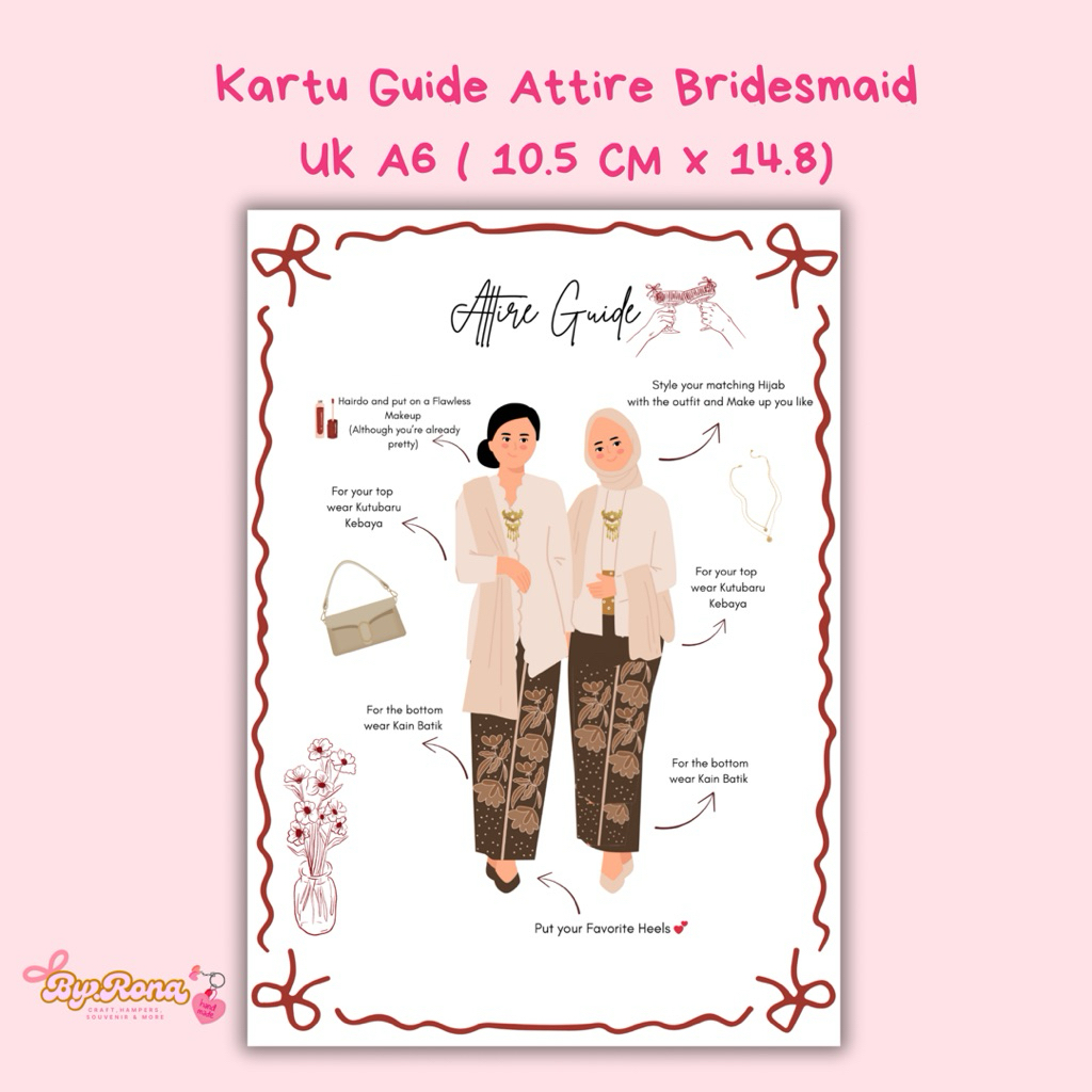 Jual [1 hari jd] Kartu Attire Guide | Guide Attire Bridesmaid | Kartu ...