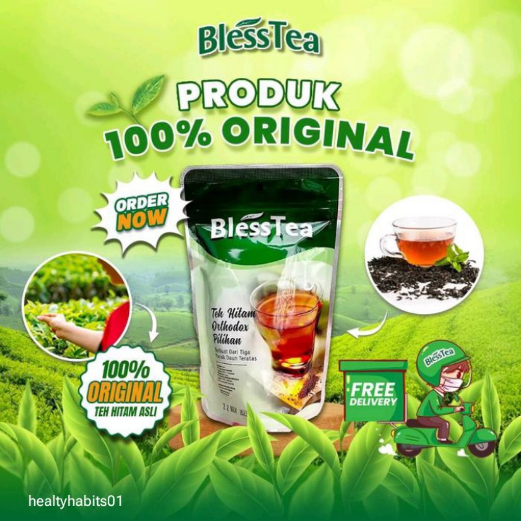 Jual ORIGINAL BLESSTEA ISI (1) POUCH TEH HITAM ORTHODOX 70gr TEH ...