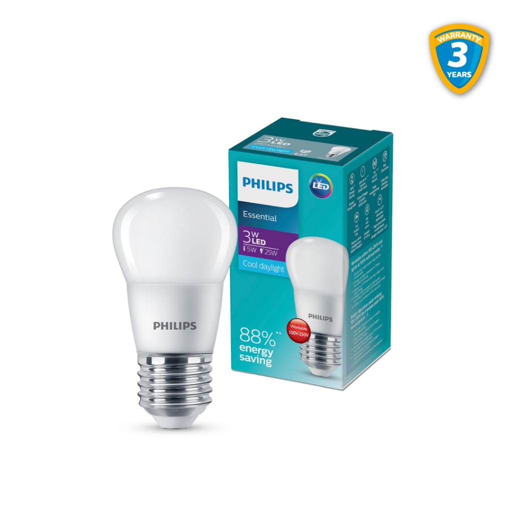 Jual Philips LED Bulb Essential Bohlam 3W 65K Putih | Shopee Indonesia