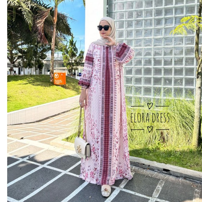 Jual Elora Dress Gamis Panjang Rayon Terbaru Muslimah Model Lengan ...