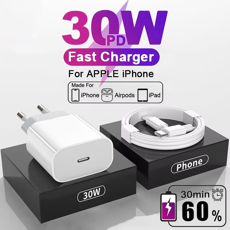 Jual GARANSI 1 TAHUN - 30W PD Fast Charger For iPhone MFI Paket Charger ...