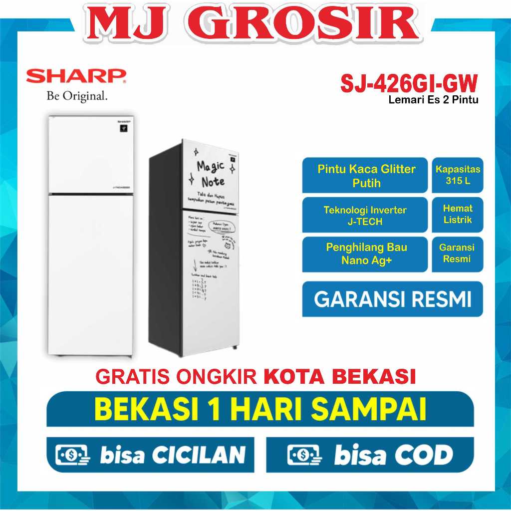 Jual KULKAS SHARP SJ 426 GI-GW LEMARI ES 2 PINTU SJ-426GI-GW INVERTER | Shopee Indonesia