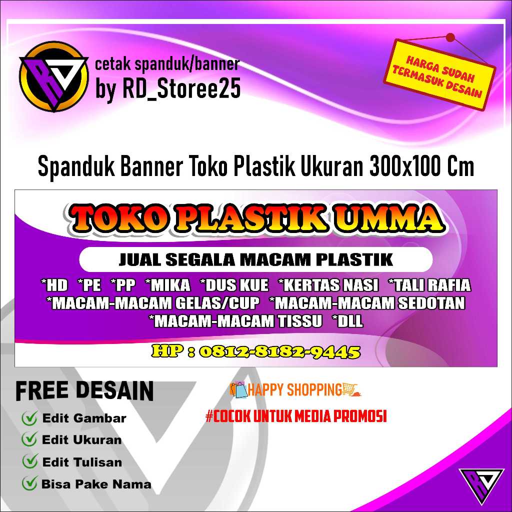 Jual Spanduk Banner Toko Plastik Ukuran 300x100 Cm | Shopee Indonesia