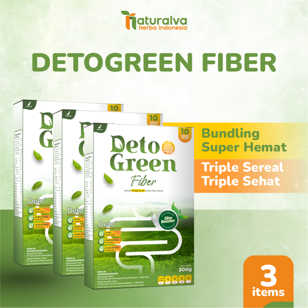Jual Detogreen Fiber Paket 3 Slim Booster Sereal Diet Optimal 200 Gram ...