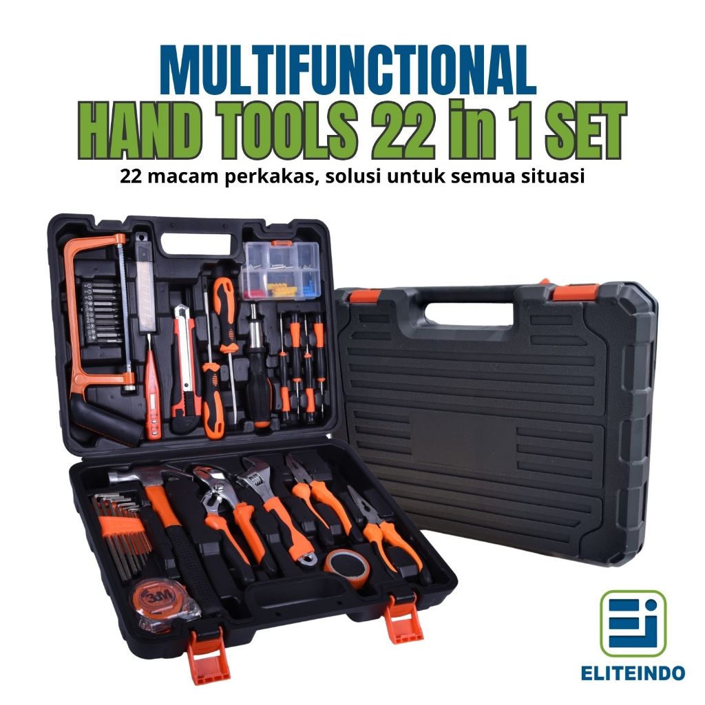 Jual ELITE Hand Toolset Tool Kit Set 22 in 1 Alat Tukang Perkakas ...