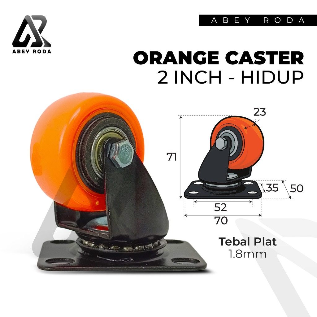 Jual Roda nylon 2 inch Hidup// Orange Caster 1 SET (4PCS) | Shopee ...