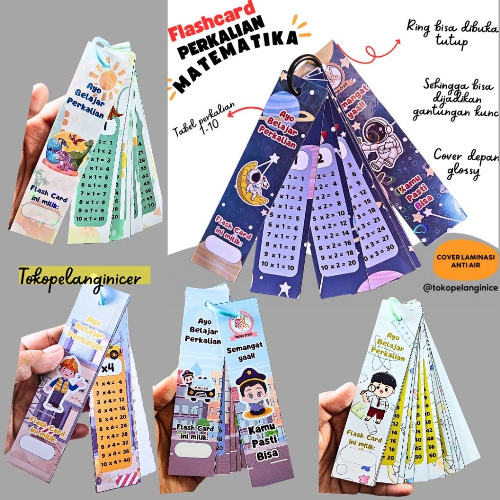 Jual Flashcard Perkalian Matematika 1-10 Motif Boys Girls– Flashcard ...