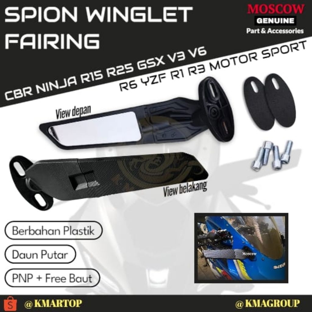 Jual SPION WINGLET FAIRING DAUN PUTER MOTOR SPORT CBR NINJA R15 R25 GSX ...