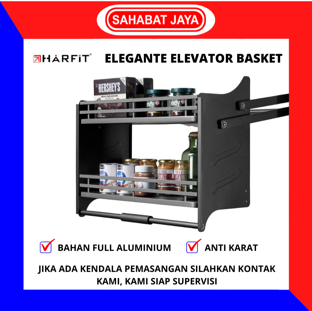 Jual HARFIT Rak Piring 2 Susun Elegante Elevator Basket Lift Tarik ...