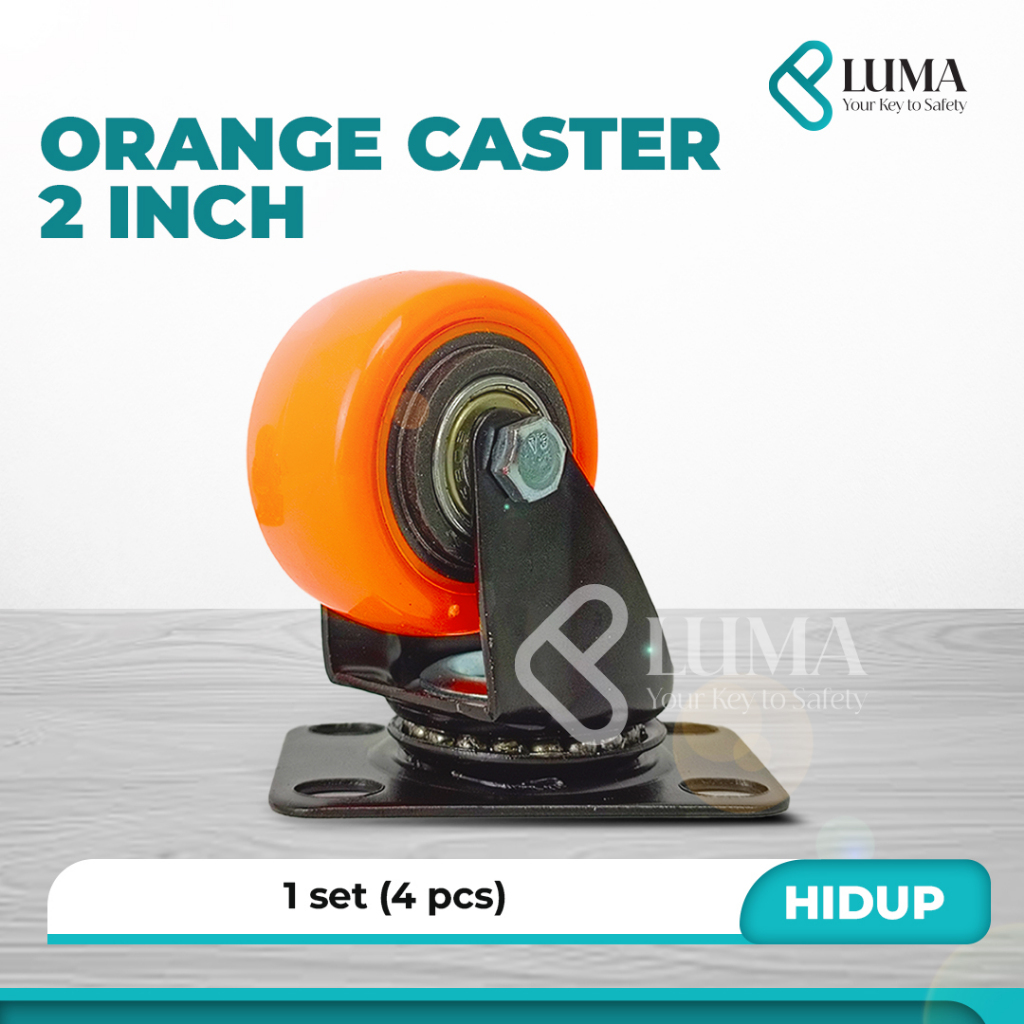 Jual Roda Nylon Orange 2 Inch / Roda Caster / Roda 2 Inch (Hidup) 1 set ...