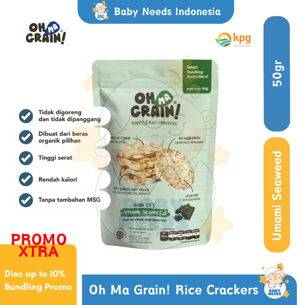 Jual Oh Ma Grain! - Popped Rice Crackers Umami Seaweed - Snack Sehat ...