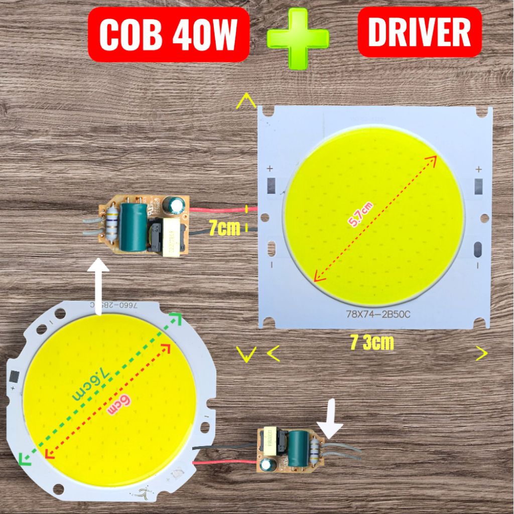 Jual COB 40W +Driver INPUT AC 220V PLN cahaya putih | Shopee Indonesia