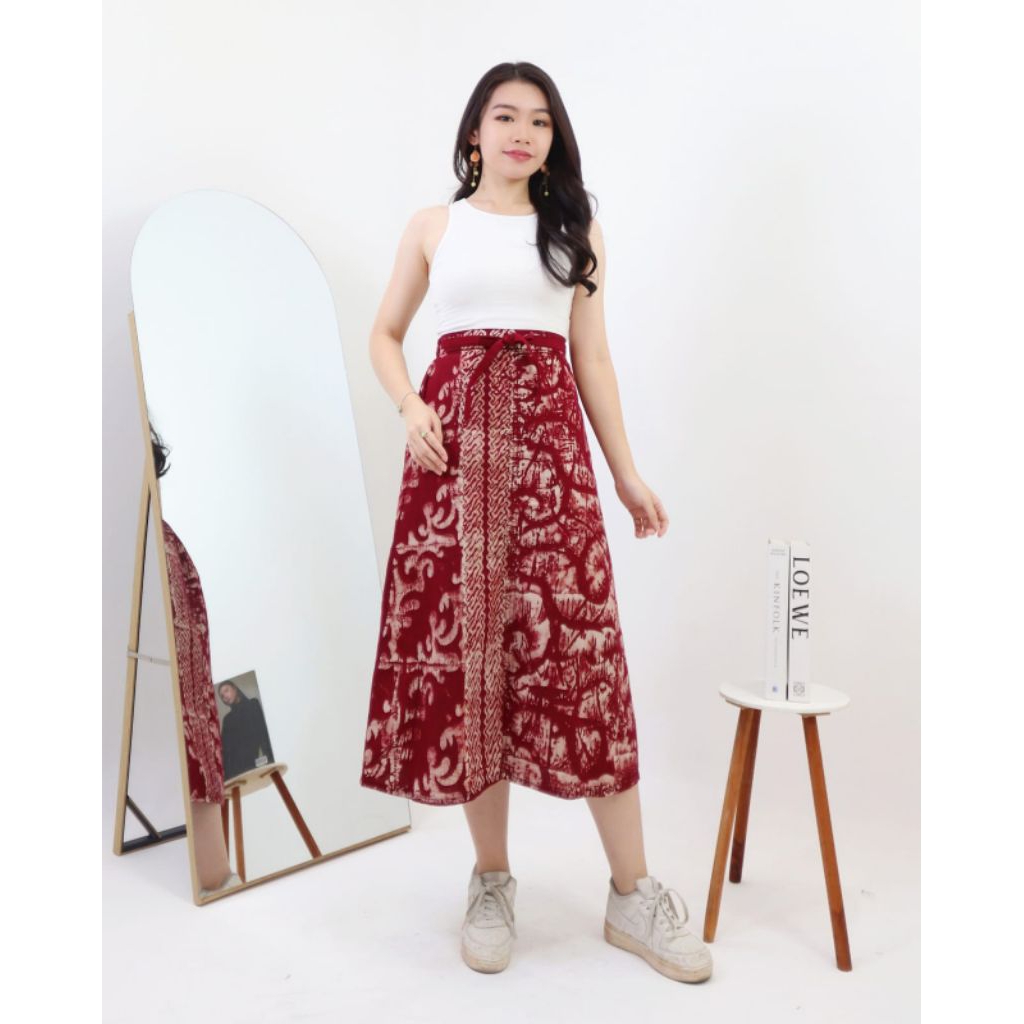Jual Rok Batik 7/8 Wanita Jumbo Kekinian Rok merah Rok hitam Rok Span ...