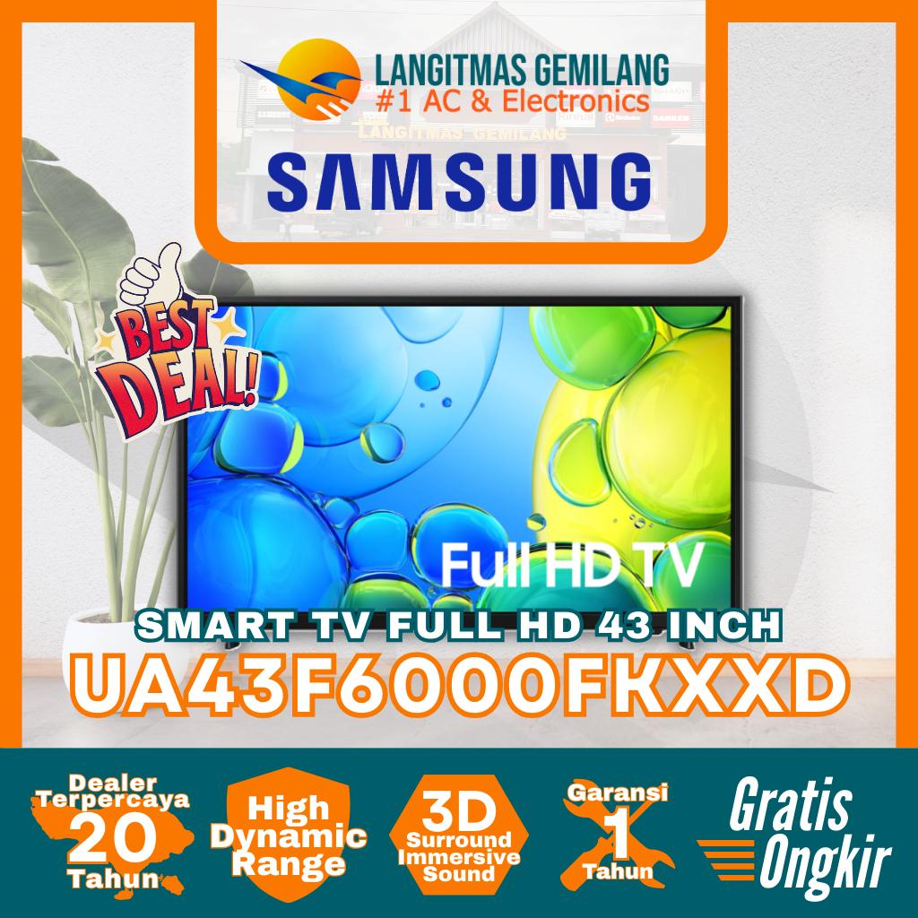 Jual SAMSUNG SMART LED TV 43 Inch UA43F6000FKXXD | Shopee Indonesia