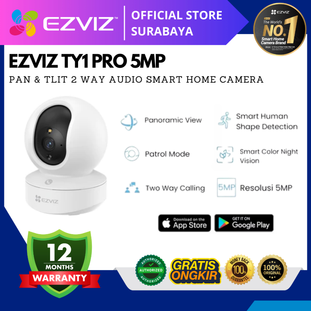 Jual Ezviz TY1 Pro 5MP Pan-Tilt 2Way Audio Indoor Wifi | Shopee Indonesia