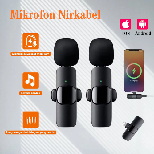 Jual 2 In 1 Mic Wireless Clip on Microphone Bluetooth Noise Reduction ...