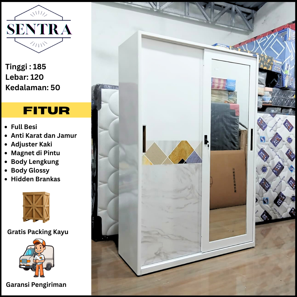 Jual KSH KARSINDO BKR. Lemari Pakaian 2 Pintu Besi Sliding Cermin ...