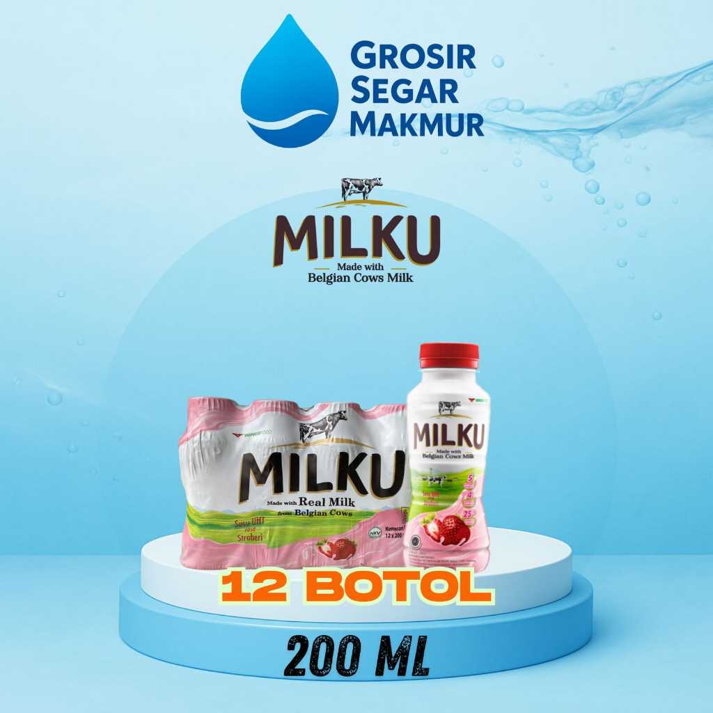 Jual MILKU STRAWBERRY 200 ml botol ( 1 dus 12 botol ) | Shopee Indonesia