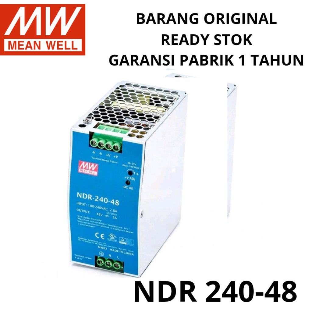 Jual MEAN WELL MEANWELL NDR 240-48. INDUSTRIAL DIN RAIL PSU 240 W DC 5A ...
